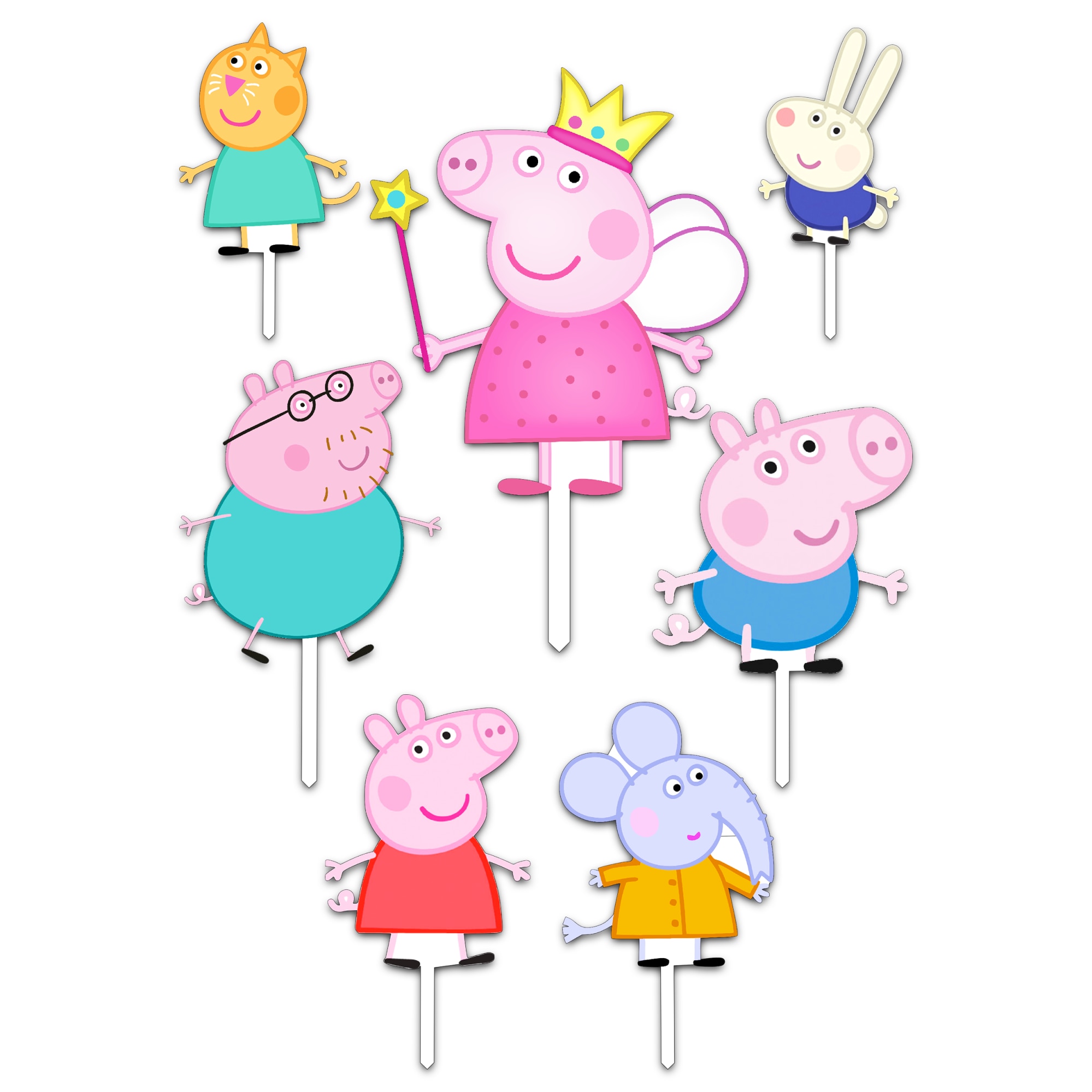 Set figurine tort Peppa Pig and Friends, Bloom Atelier, Placaj MDF ...