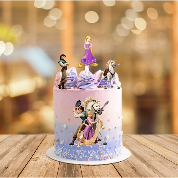 Set figurine tort Rapunzel, Bloom Atelier, Placaj MDF - eMAG.ro