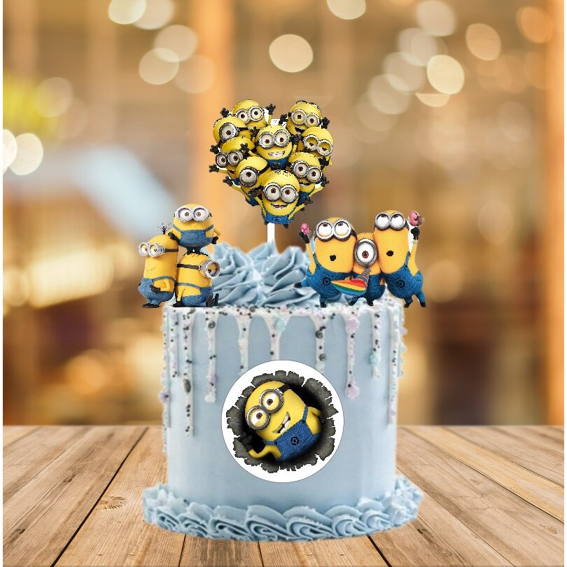 Set figurine tort Minions, Bloom Atelier, Placaj MDF - eMAG.ro
