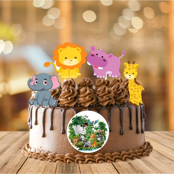 Set figurine tort Jungla, Bloom Atelier, Placaj MDF - eMAG.ro