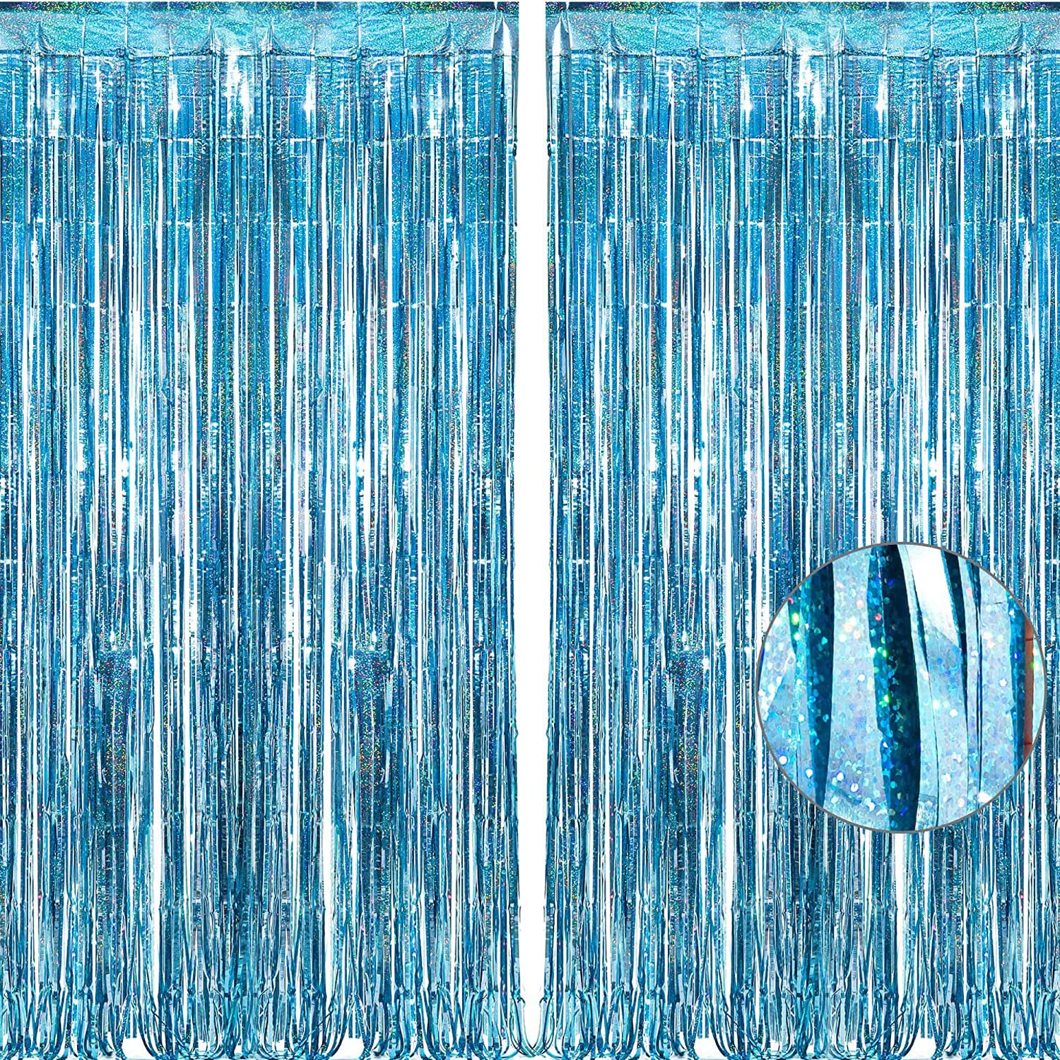 Set 2 bucati perdea decorativa, It's Party Time, din folie Bleu Glitter pentru petreceri ...