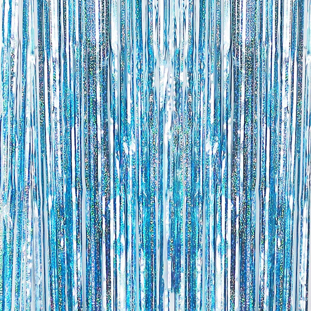 Set 2 bucati perdea decorativa, It's Party Time, din folie Bleu Glitter pentru petreceri ...