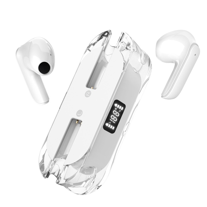 Wireless Earbuds Bluetooth fülhallgató, Bluetooth 5.3, fehér - eMAG.hu