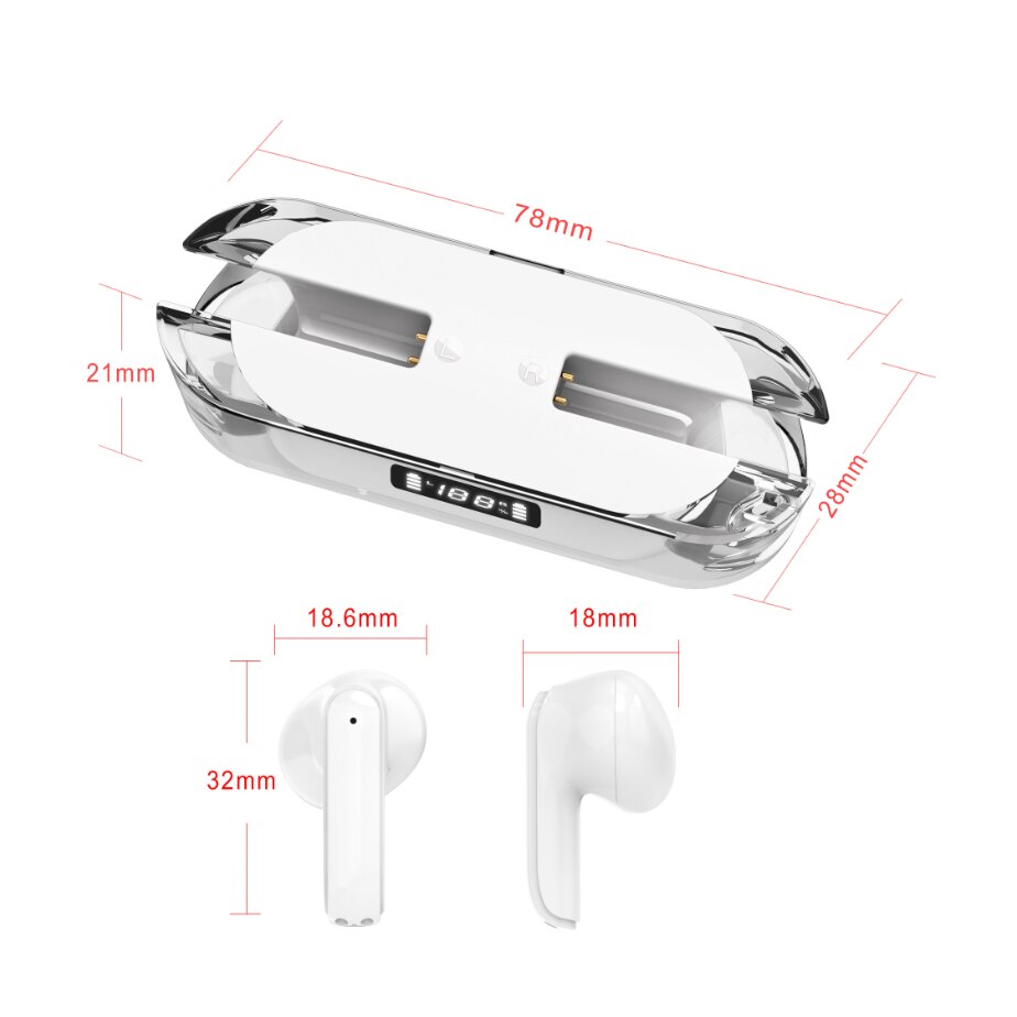 Wireless Earbuds Bluetooth fülhallgató, Bluetooth 5.3, fehér - eMAG.hu