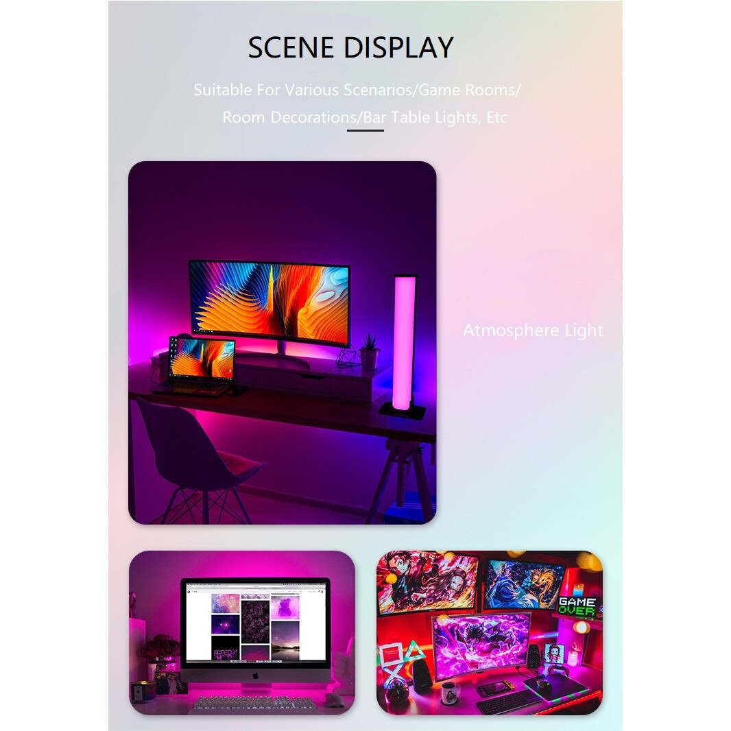 Set 2 lampi led smart RGB, lumina ambientala, sincronizare sonora, joc ...