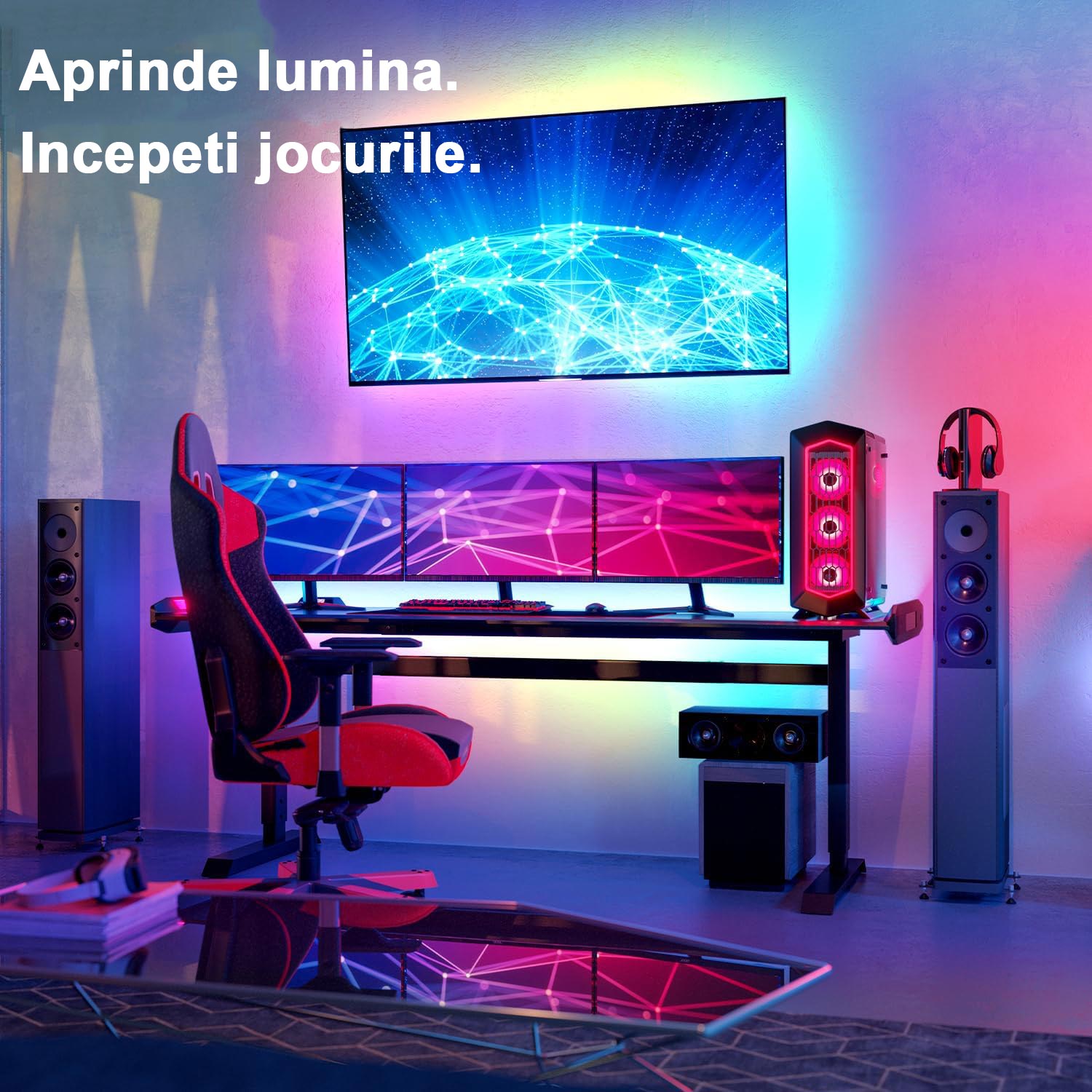 Banda Led Oein® Rgb Si Lumina Alba Simfonie Bluetooth Telecomanda