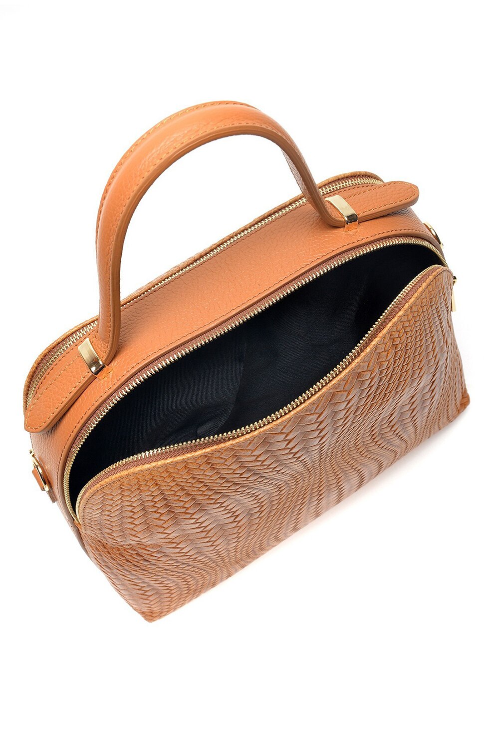 Isabella Rhea, Кожена сплетена ръчна чанта, Канелено кафяво - eMAG.bg