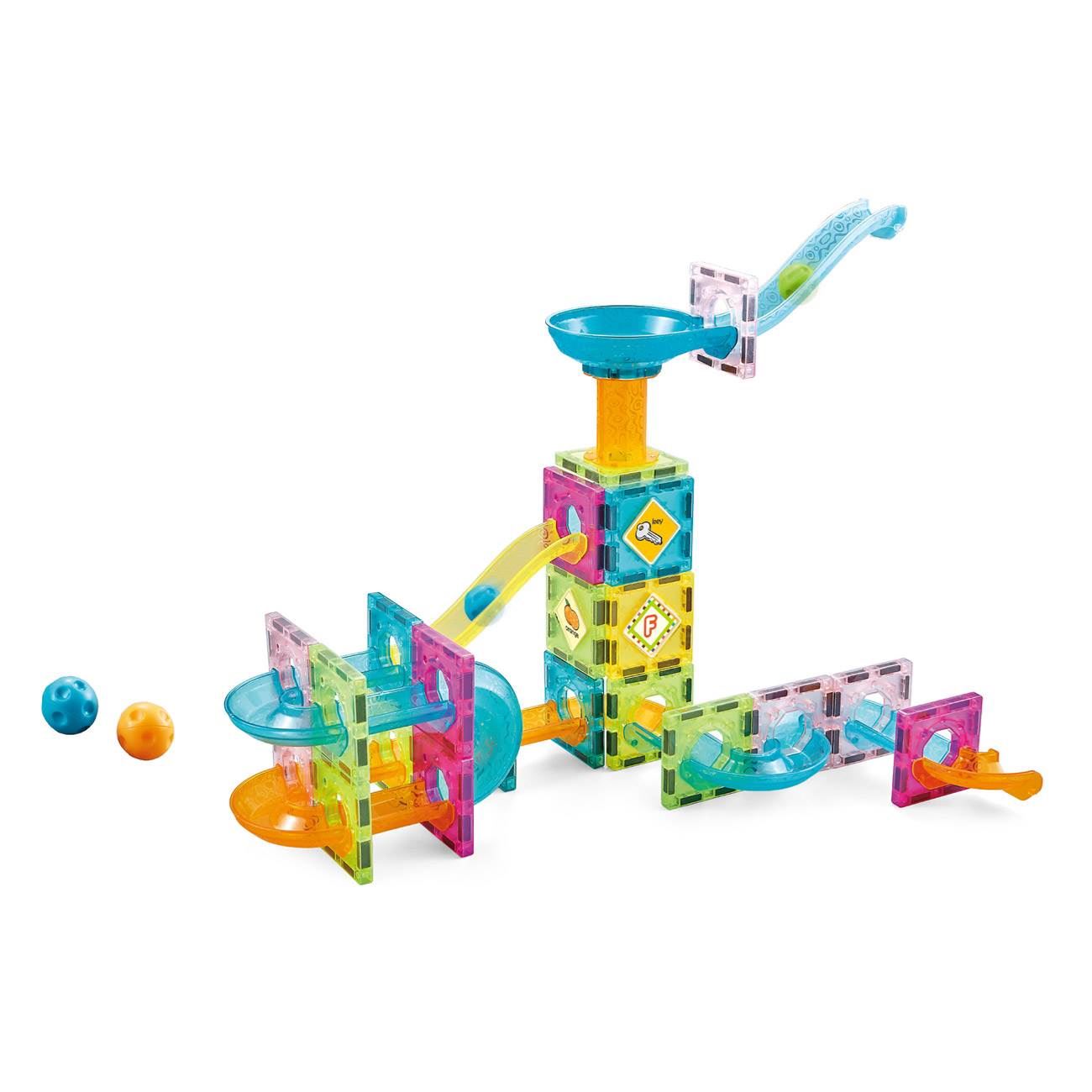 Set inteligent de constructie cu 64 de placi magnetice, multcolor, 3 ...