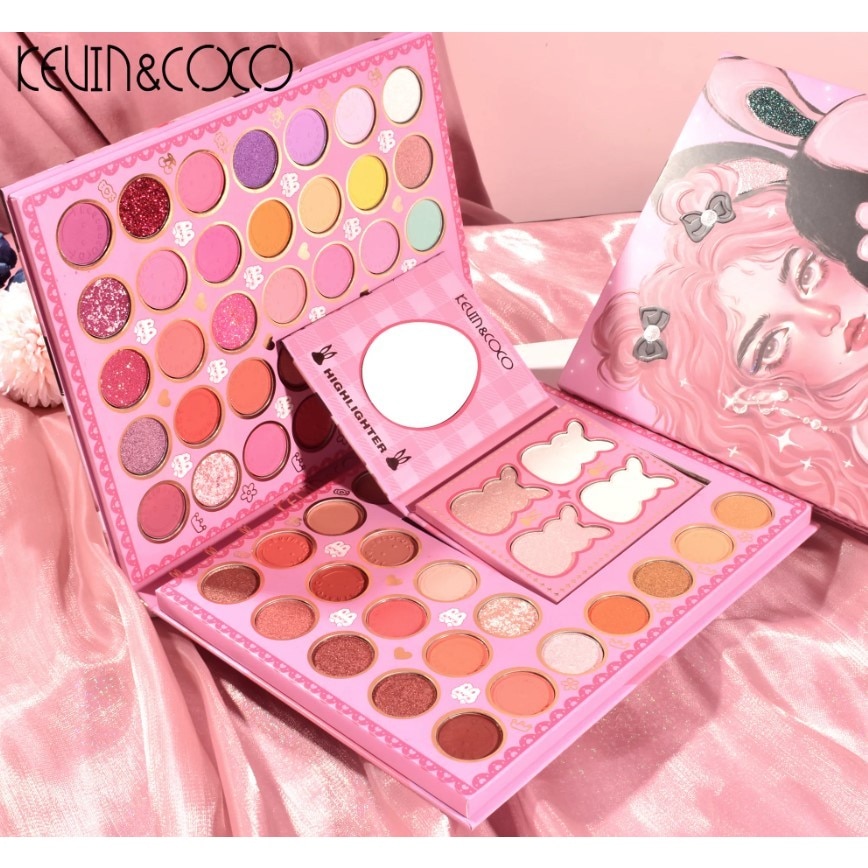 Set farduri 2 in 1 Kevin&Coco, paleta 62 nuante, mini paleta iluminator ...