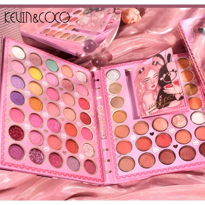 Set farduri 2 in 1 Kevin&Coco, paleta 62 nuante, mini paleta iluminator ...