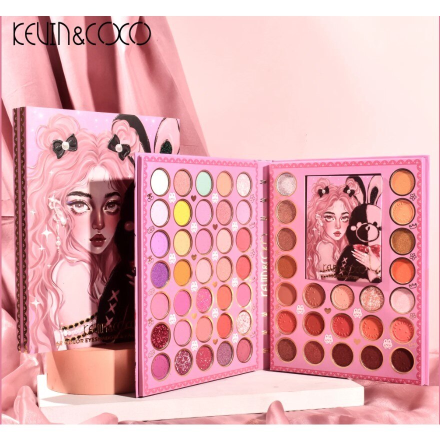 Set farduri 2 in 1 Kevin&Coco, paleta 62 nuante, mini paleta iluminator ...