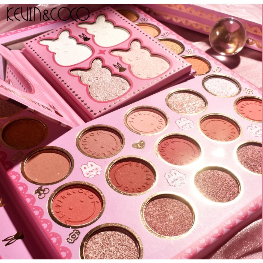 Set farduri 2 in 1 Kevin&Coco, paleta 62 nuante, mini paleta iluminator ...
