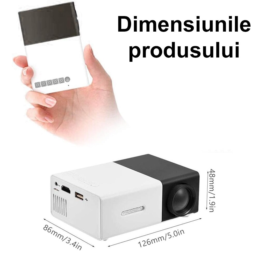 Proiector Video LED SIKS, Mini Portabil, 1080P, Full HD Display True ...