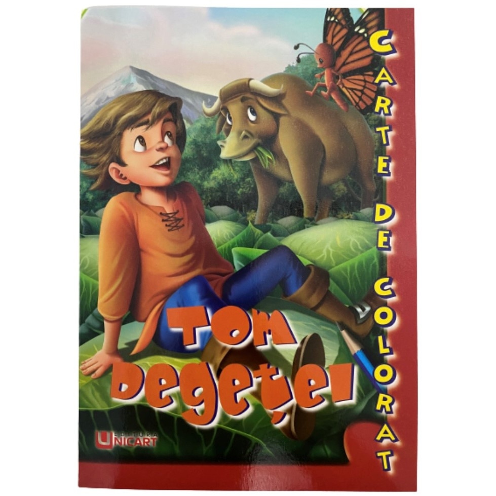 Carte de copii pentru citit si colorat, Tom Degetel, 20 pagini ...