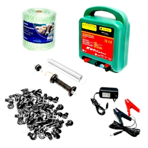 Kit complet gard electric, lungime fir 1000 m, tensiune 12v/220v, 6,5 ...