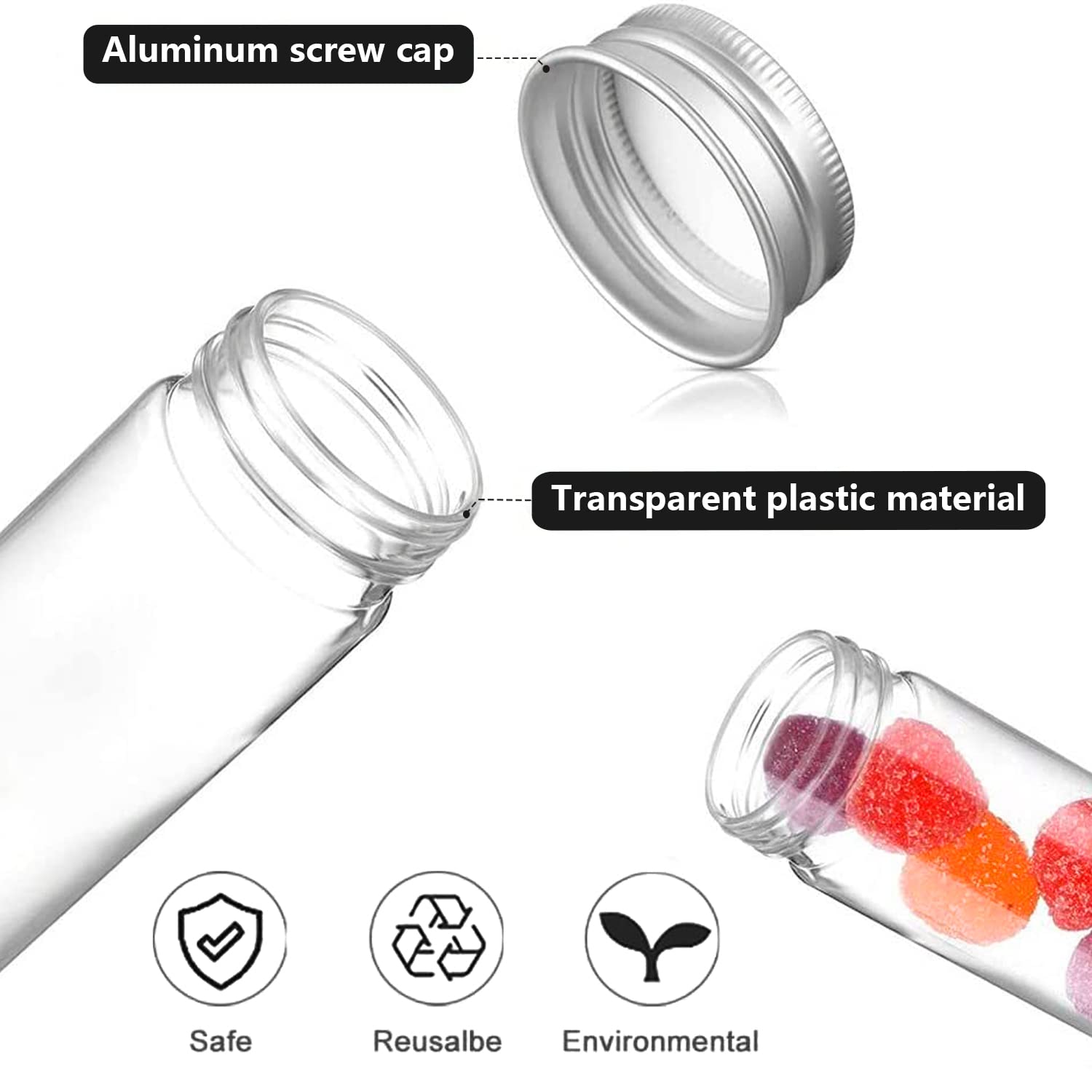Set 12 sticle cu capac, BOMSTOM, plastic, 3.2x14 cm, 110ml, Transparent ...