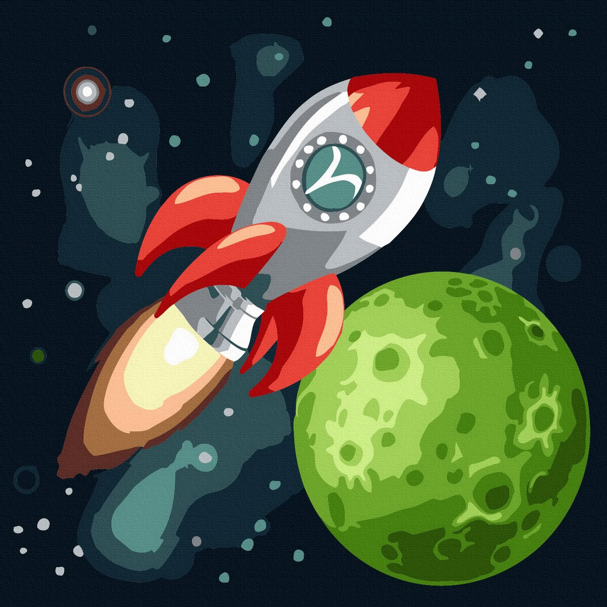 Set pictura pe numere, ColorBox, Racheta in Spatiu, 20x20 cm, panza ...