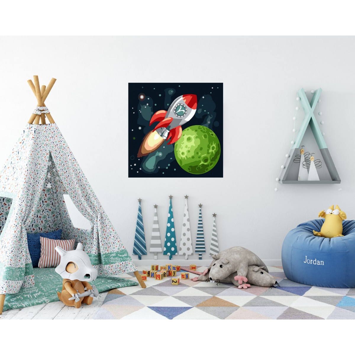 Set pictura pe numere, ColorBox, Racheta in Spatiu, 20x20 cm, panza ...