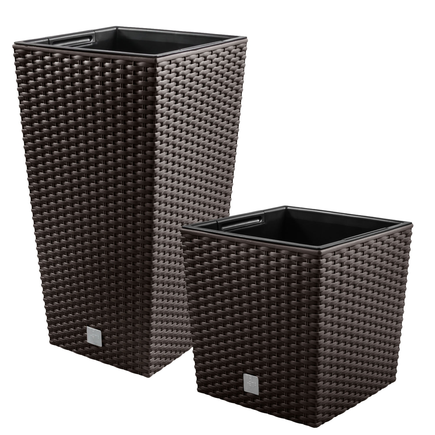 Set ghivece decorative, Plastic, 32x32.5 cm, 28.7x55 cm, Maro, 2 buc ...