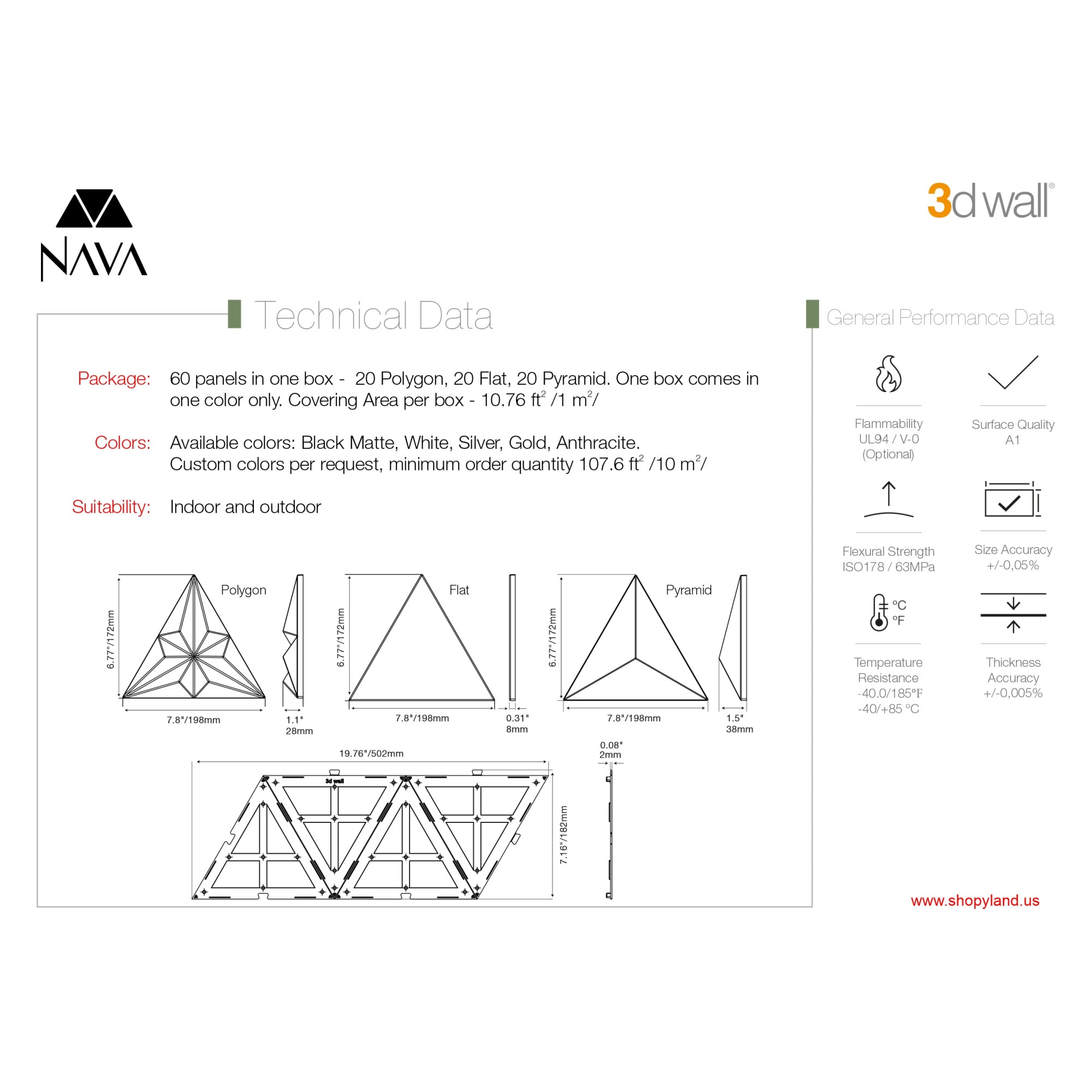 Декоративен панел за стена 3D Wall Nava, 1кв.м, Сив - eMAG.bg