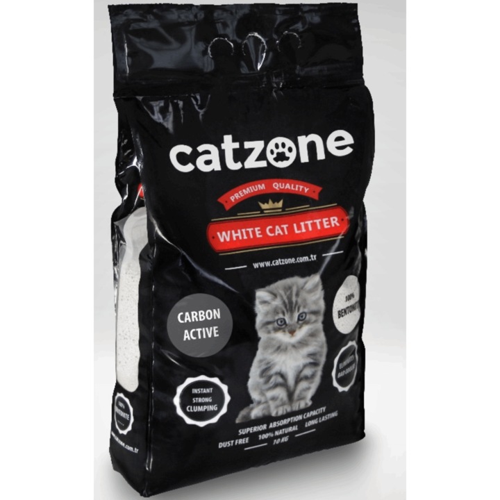 Asternut igienic pentru pisici, Catzone, Bentonita alba, Natural, 10Kg ...