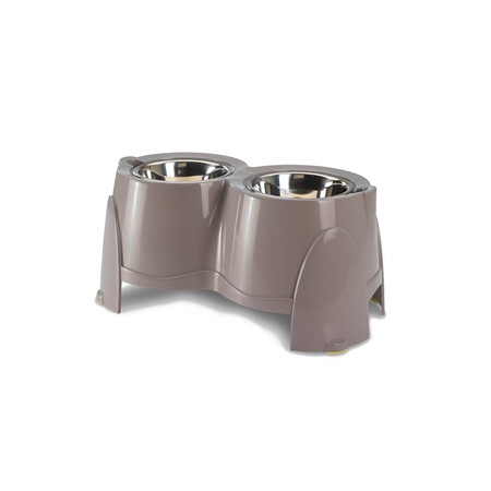 Castron pentru caini, Savic, 2 in 1, 28 cm, 2x1.5L, Gri - eMAG.ro