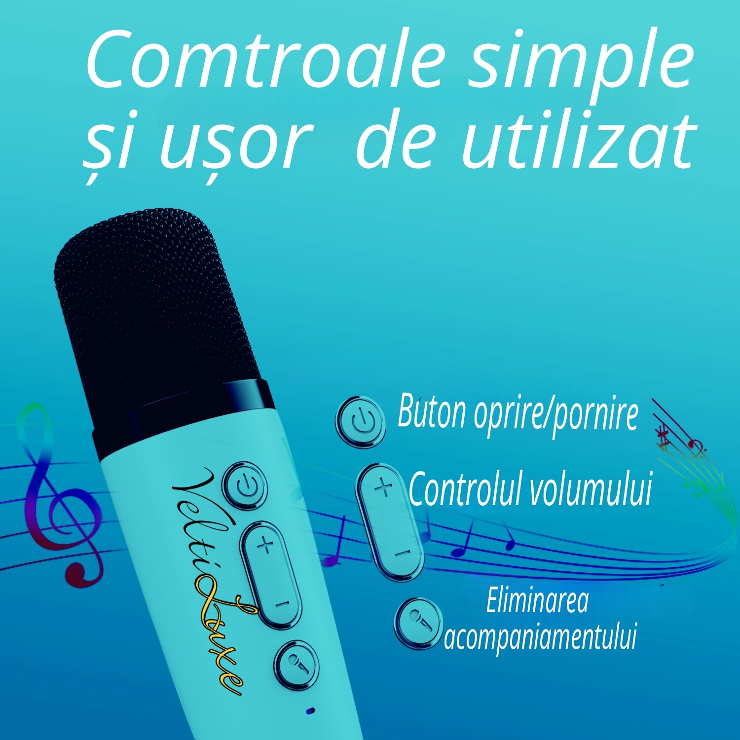 Set 2 microfoane karaoke copii si adulti VeltiLuxe® fara fir, cu ...