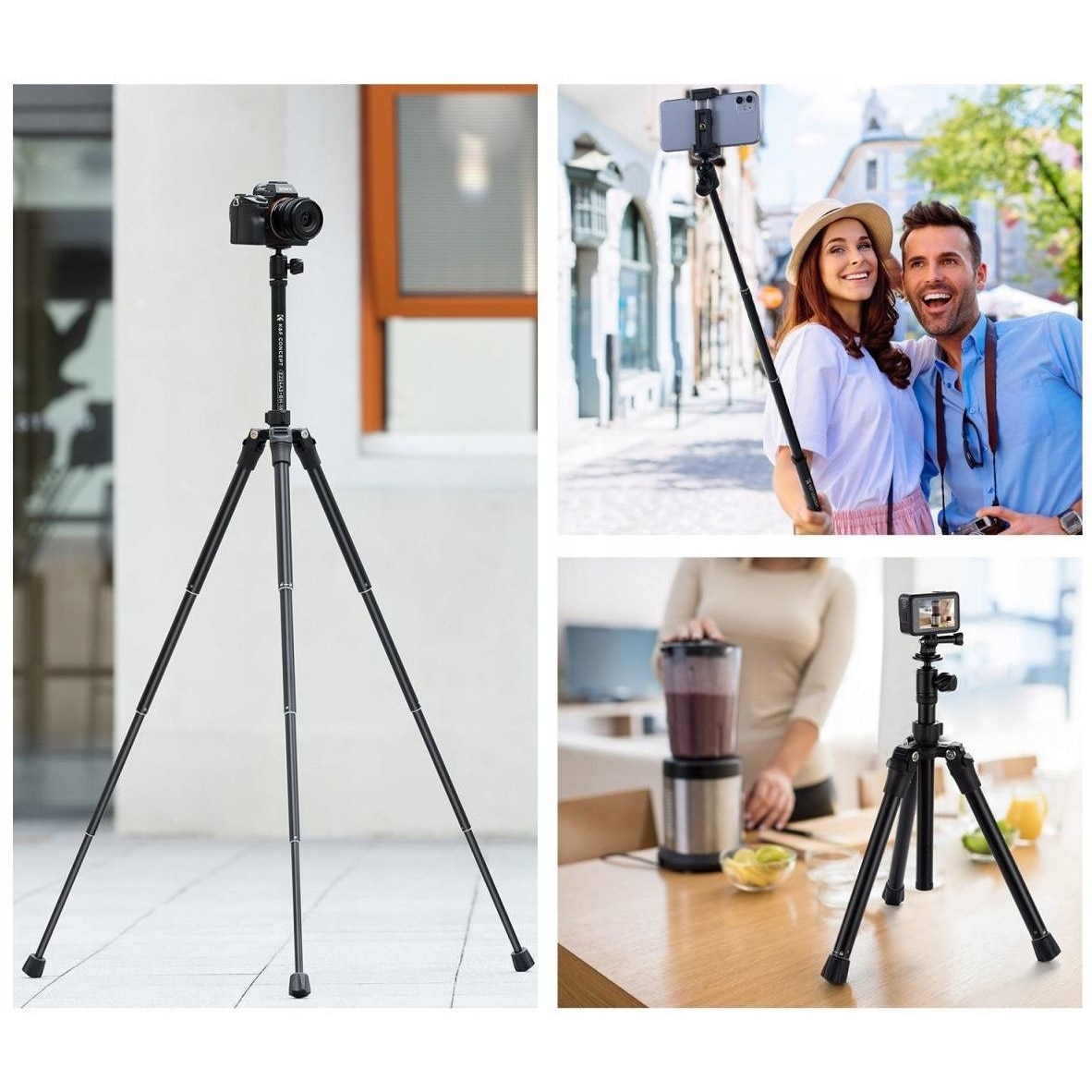 Trepied 2 in 1, Pentru Telefon, Camera Foto, 30-170cm, K&F KF09.120 ...