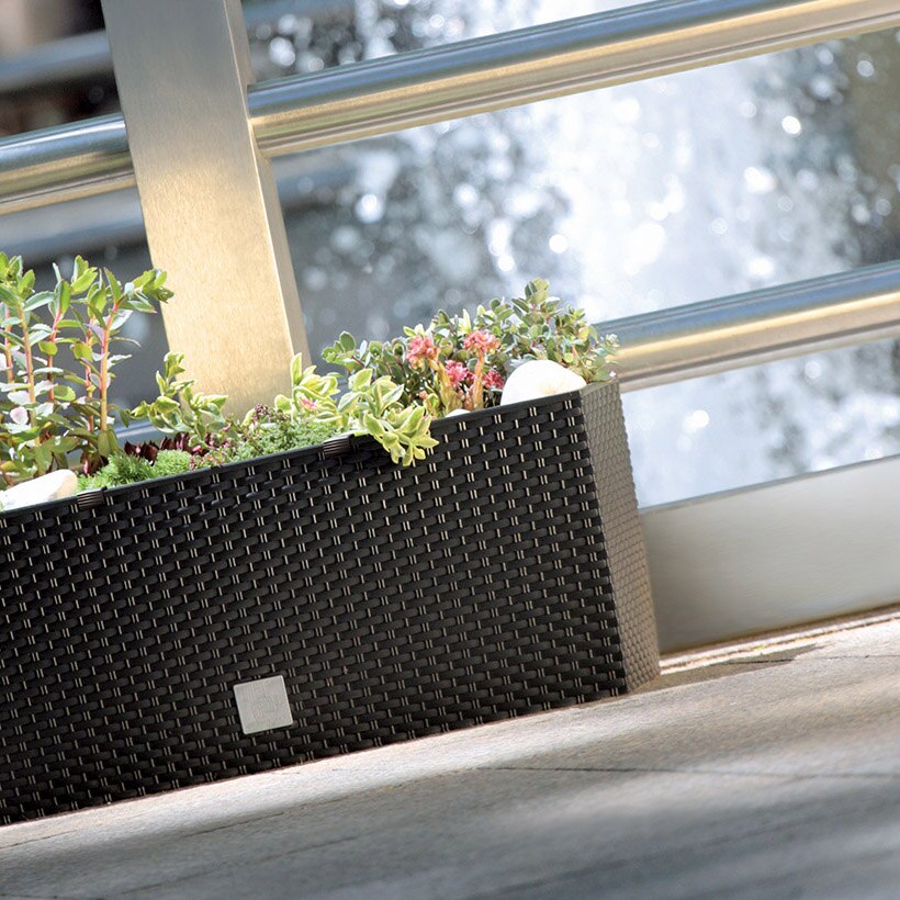 Set 2 ghivece de flori, Prosperplast, Plastic, 185 mm, Antracit - eMAG.ro