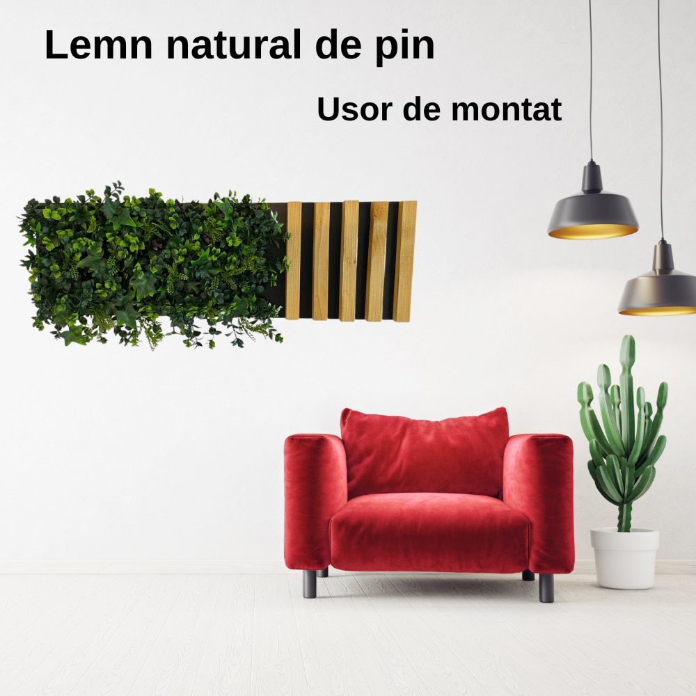 Panou decorativ din lemn riflaje si iarba Mobleto® 80x25 cm, placa ...
