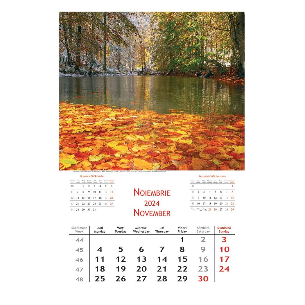 Calendar de perete 2024, imagini peisaje, 31 x 48 cm, 12 file si ...