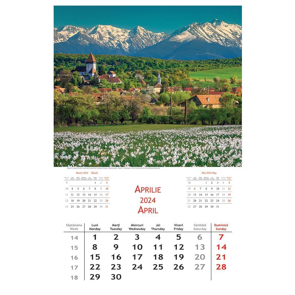 Calendar de perete 2024, 31 x 48 cm, imagini Romania, 12 file si ...
