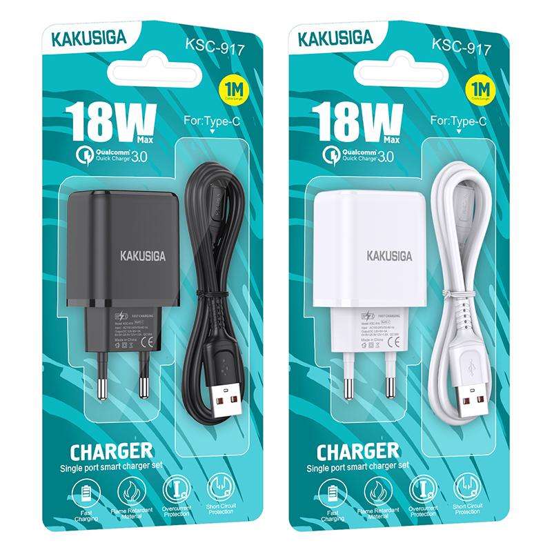 Incarcator De Retea, Kakusiga, Ksc-917, 18W Usb + Cablu Usb - Usb-C ...