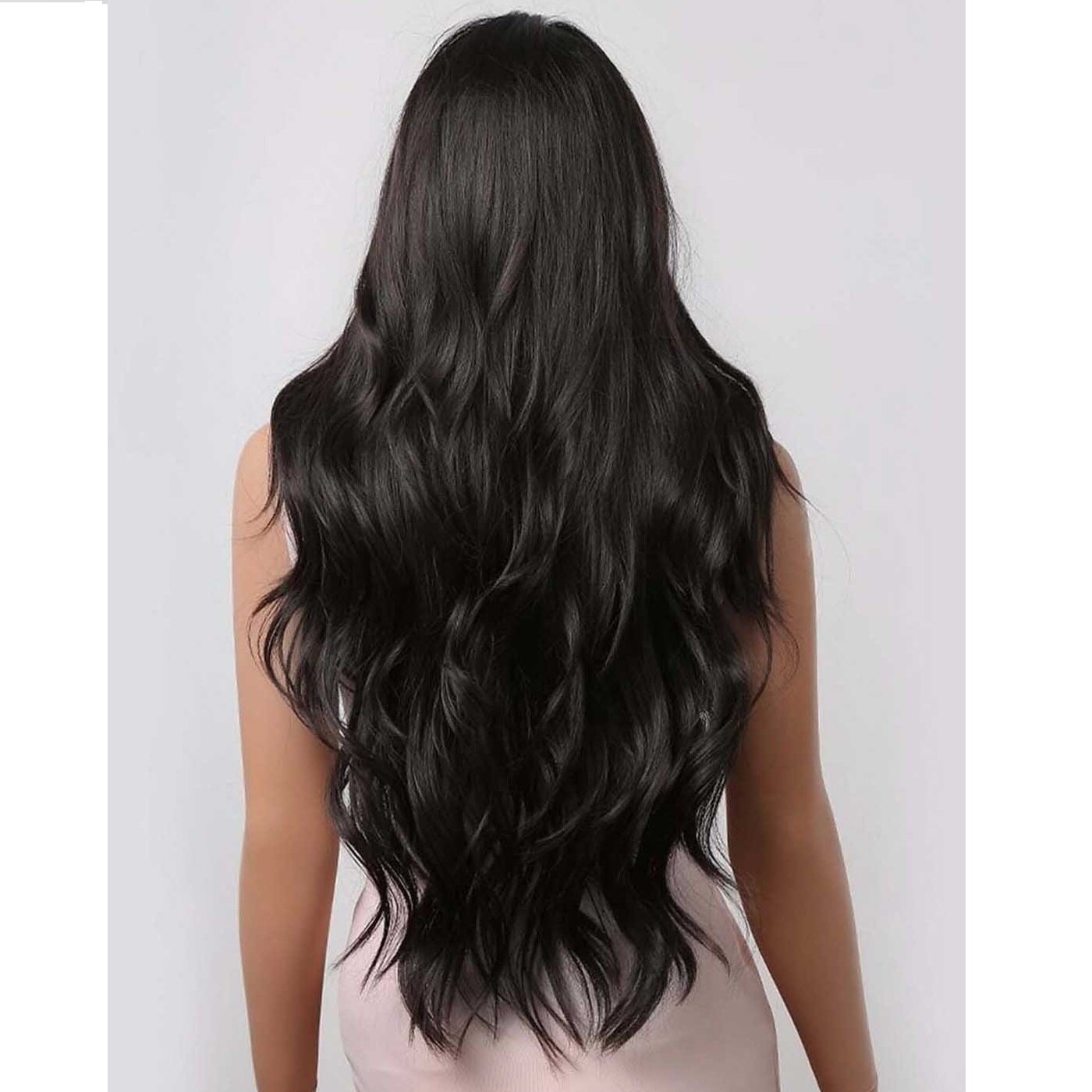 Peruca lunga NEAGRA, ondulata, Animis Beauty ®, fibra sintetica cu ...