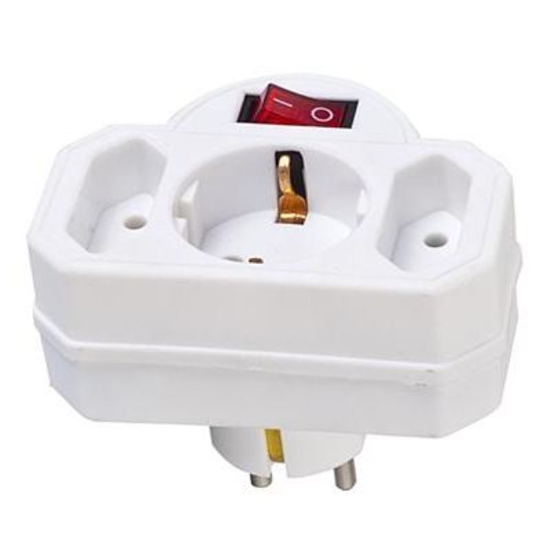 Triplu stecher 1X schuko 2 plat cu intrerupator si protectie copii ...