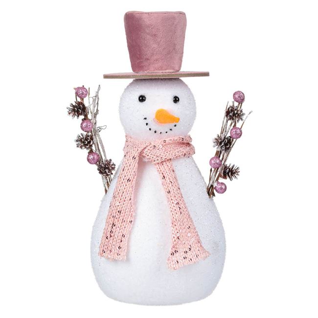 Figura Decorativa de Craciun din Spuma Om de Zapada cu Palarie si Fular ...