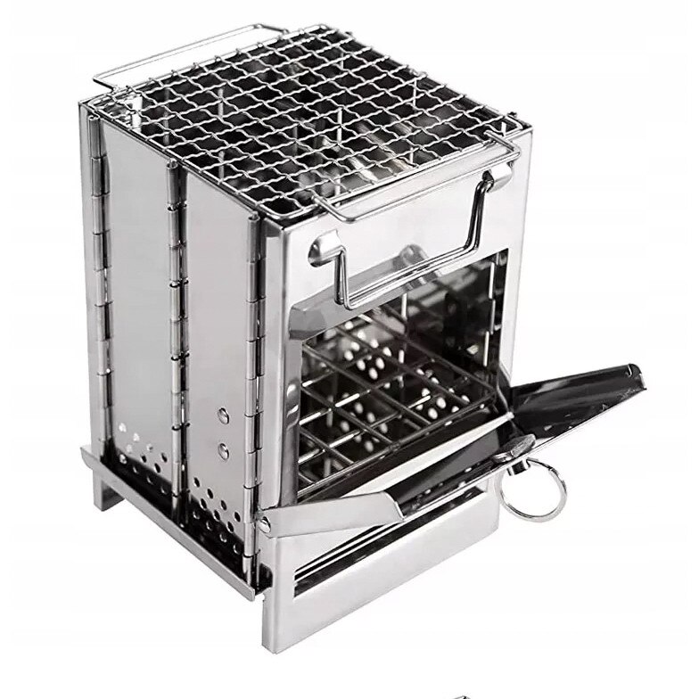 Soba pliabila pe lemne, Inox, Field Kitchen, Argintiu - eMAG.ro