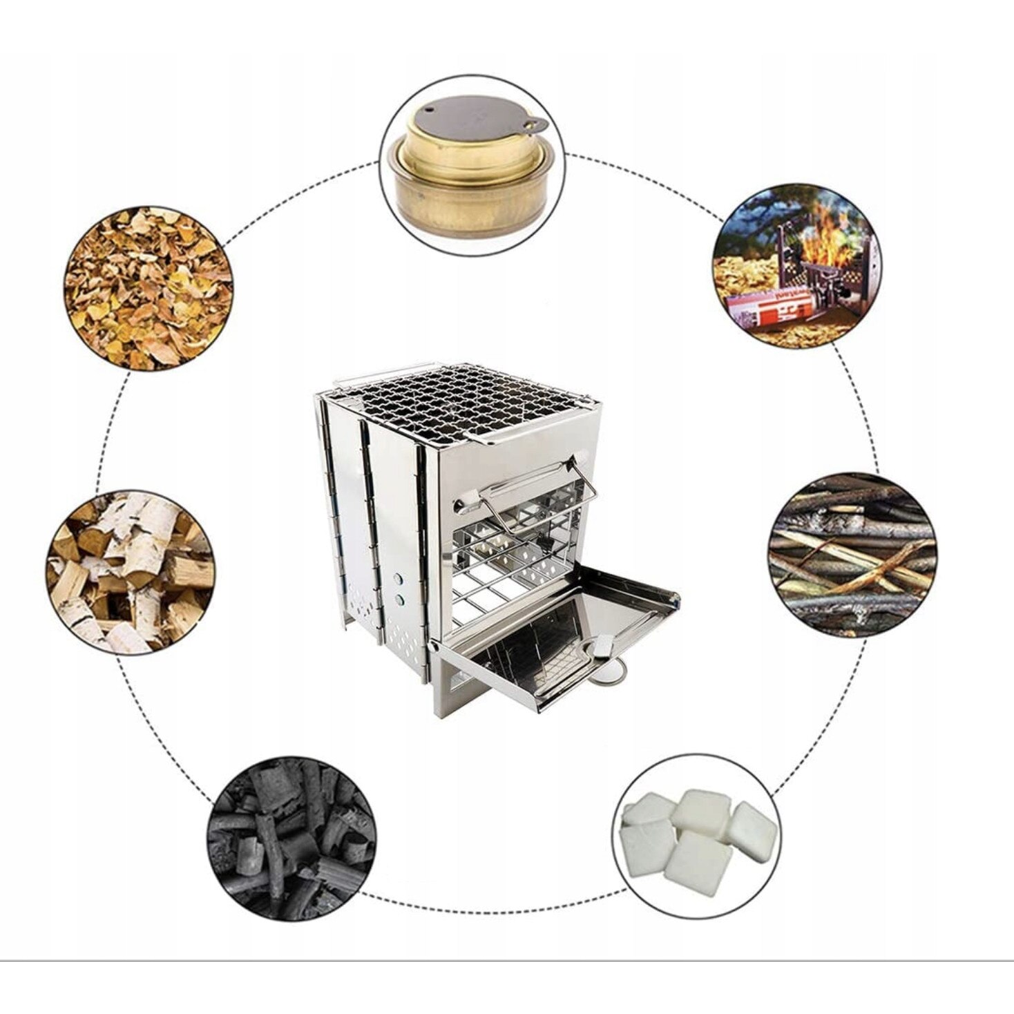 Soba pliabila pe lemne, Inox, Field Kitchen, Argintiu - eMAG.ro