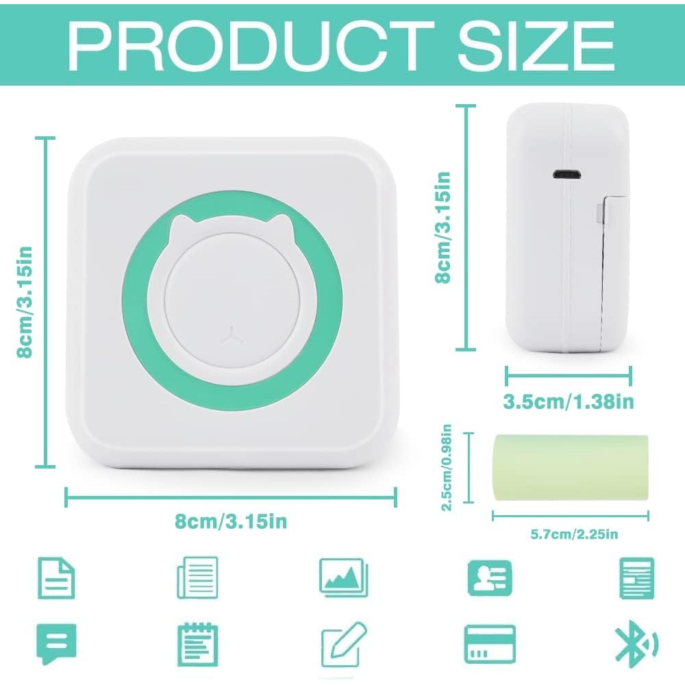 Mini imprimanta termica, Cafuneplus®, Control APP, 1200 mAh, Multicolor ...