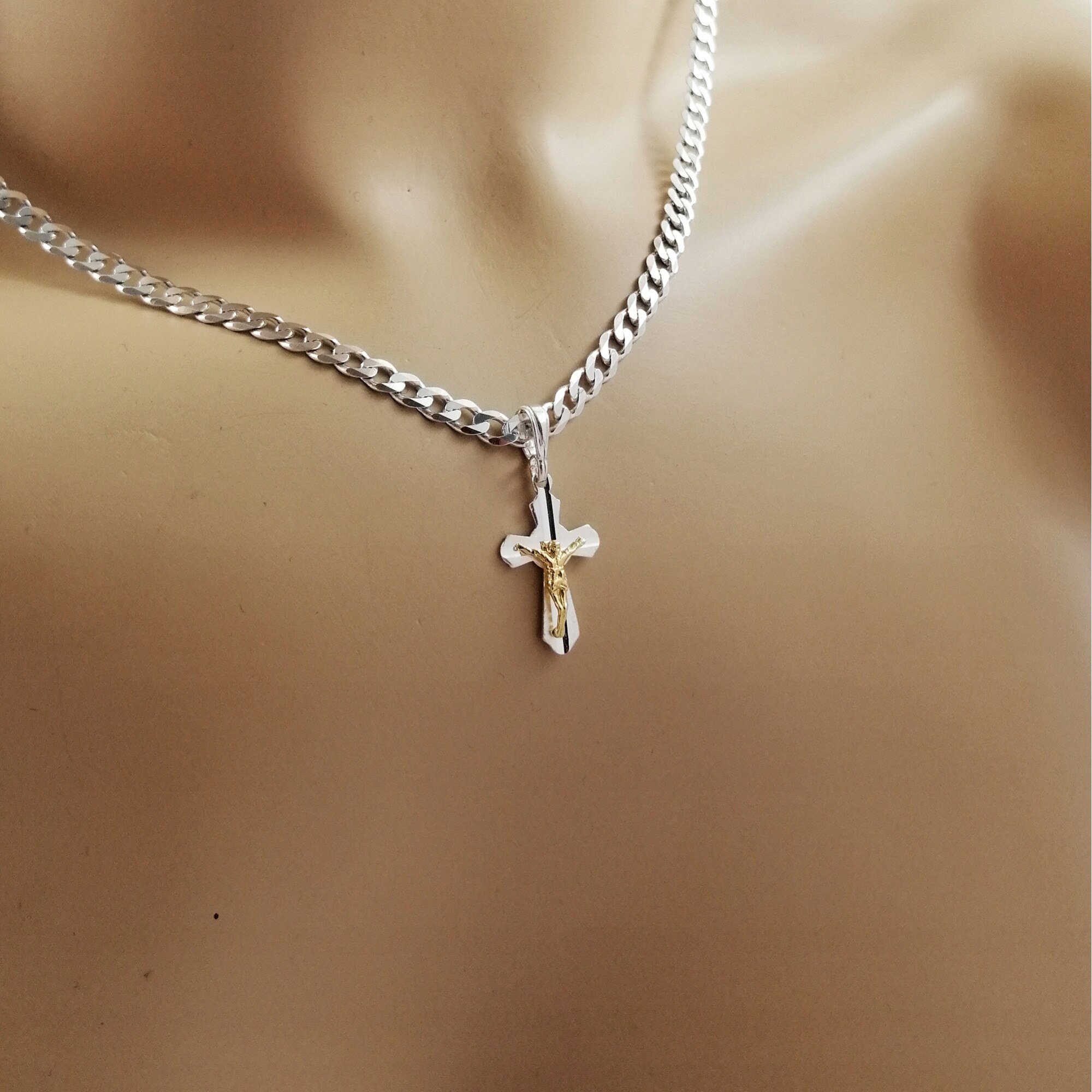 Lant cu cruce pentru barbati, Golden-Celebrity, Argint, Argintiu - eMAG.ro