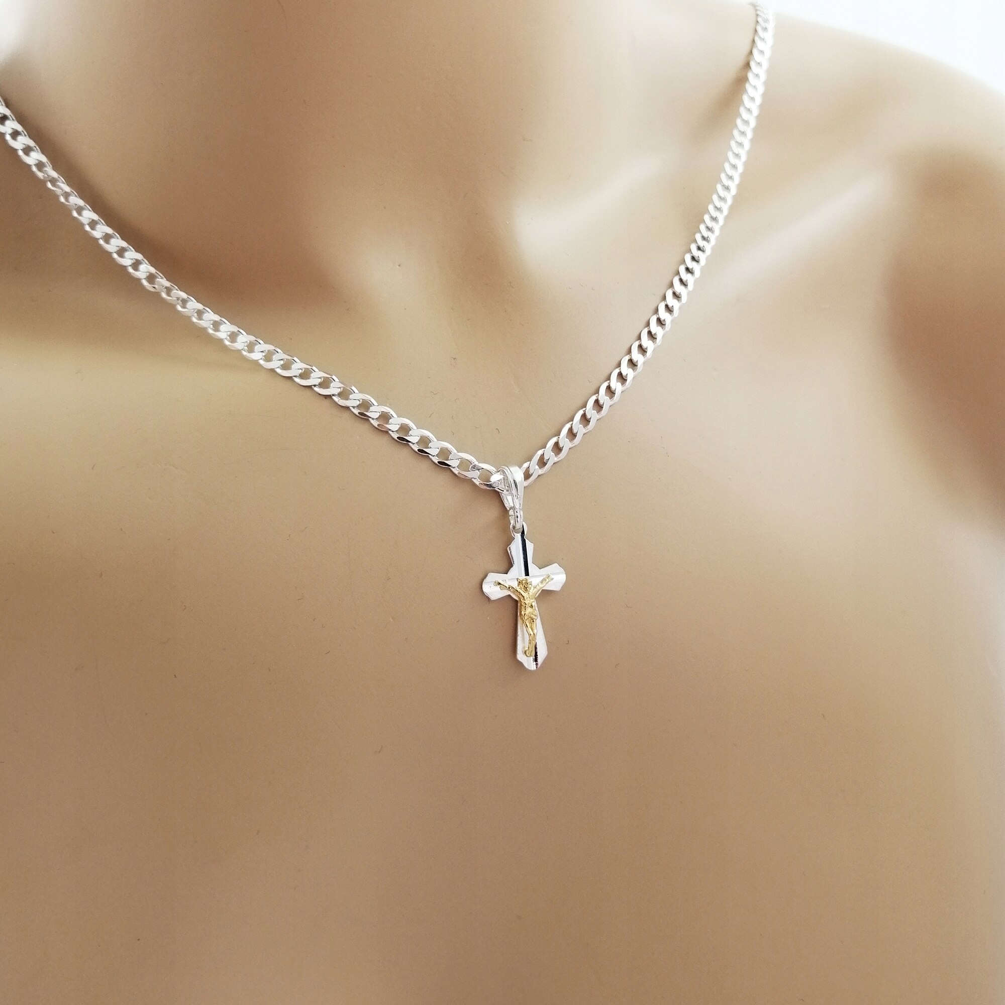 Lant cu cruce pentru barbati, Golden-Celebrity, Argint, Argintiu - eMAG.ro