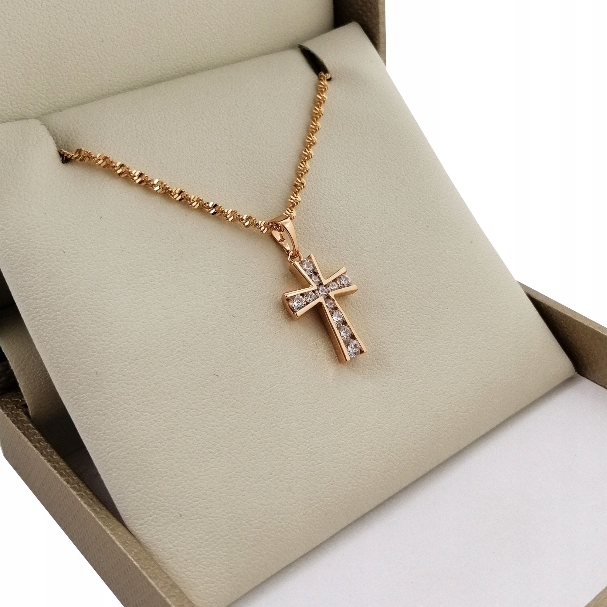 Lant Singapore de aur cu cruce pentru femei, Golden-Celebrity, Aur 18K ...