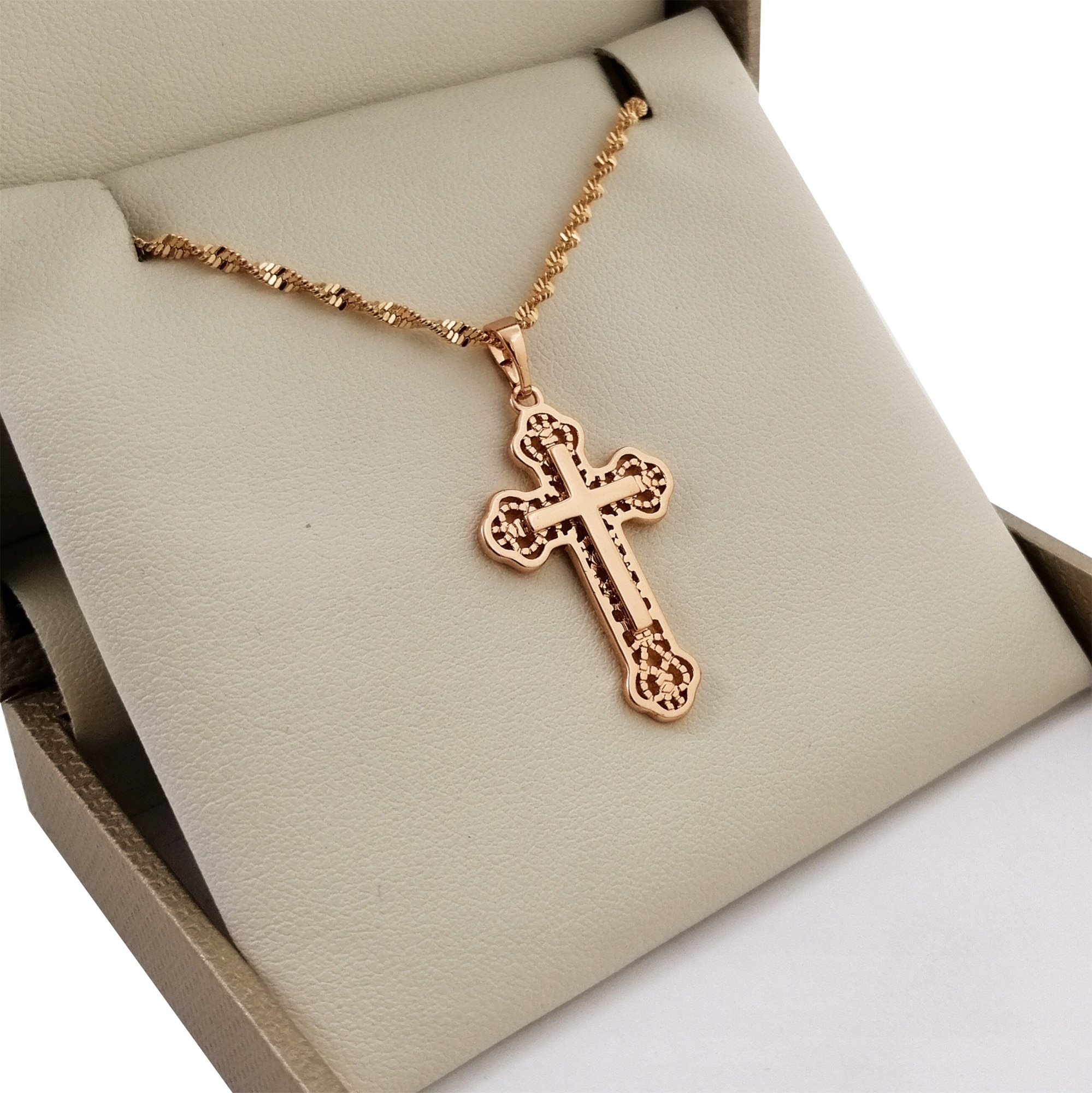 Lant Singapore de aur cu cruce pentru femei, Golden-Celebrity, Aur 18K ...