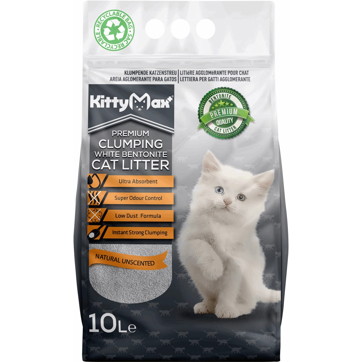 Asternut pentru pisici, Kitty Max, Bentonita, 10 l - eMAG.ro