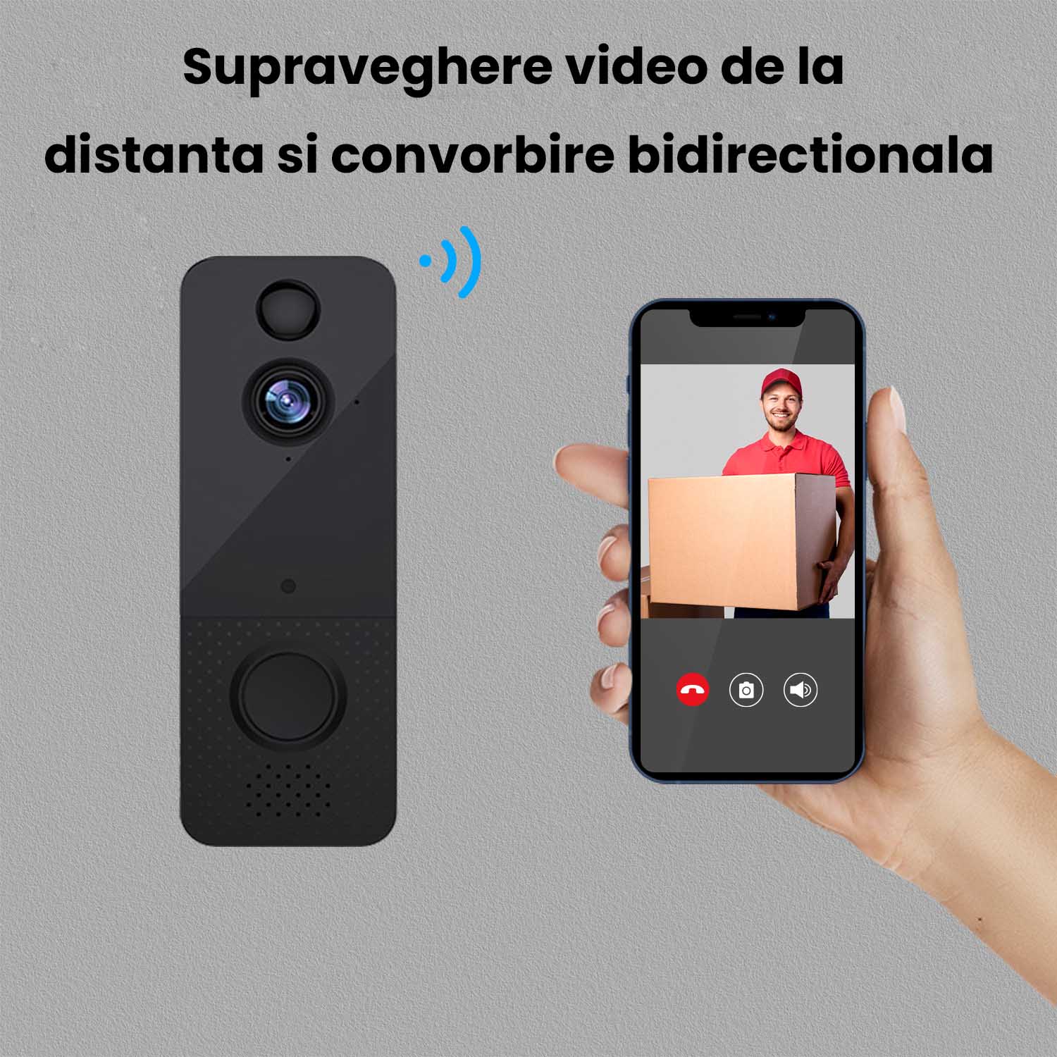 Sonerie video inteligenta, sundiguer, Wireless, Senzor IR, Vedere ...