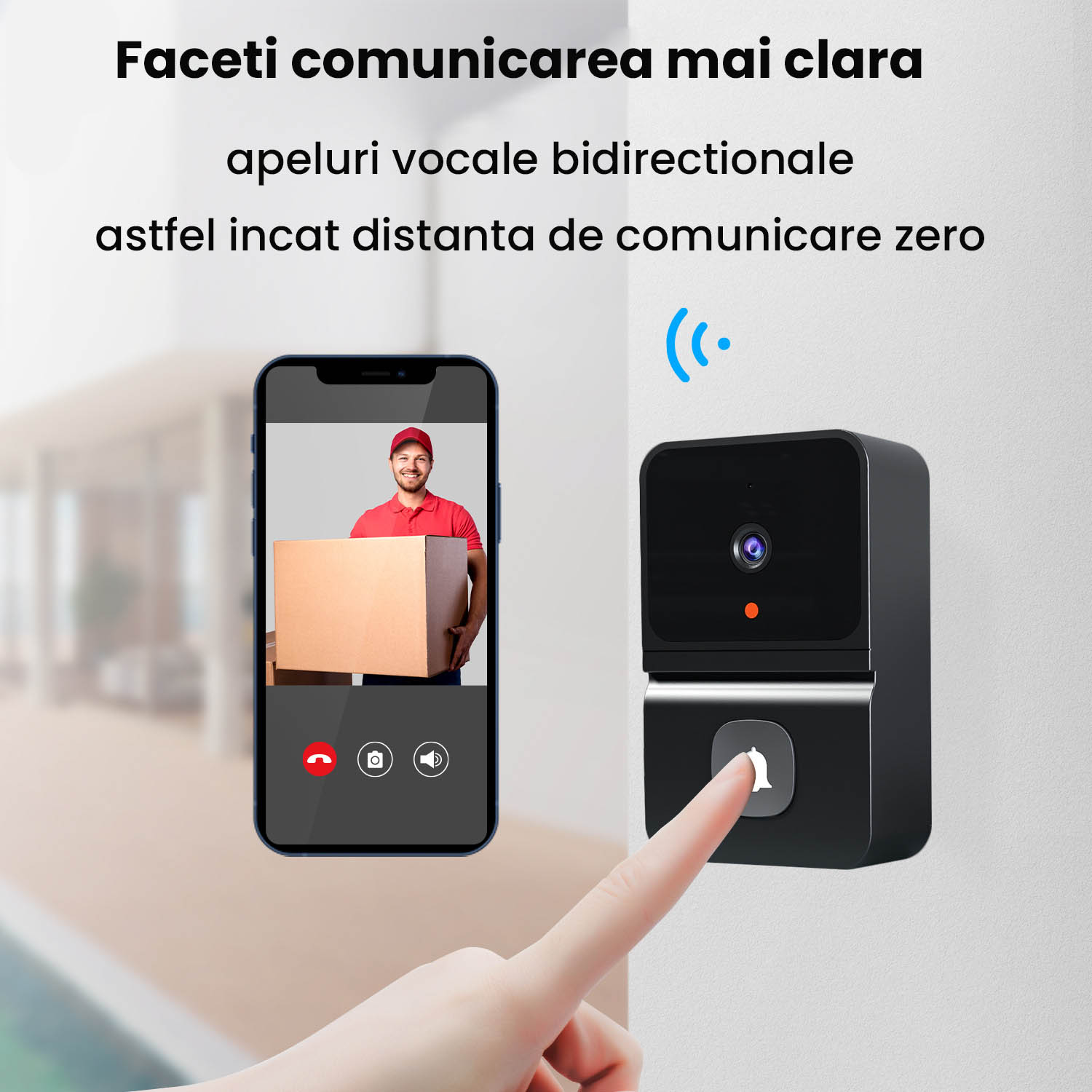 Sonerie video inteligenta, sundiguer, wireless, Vedere nocturna ...