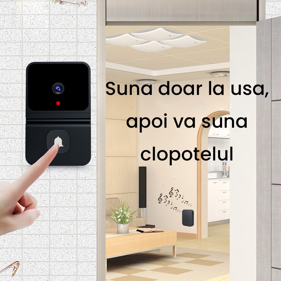 Sonerie video inteligenta, sundiguer, wireless, Vedere nocturna ...