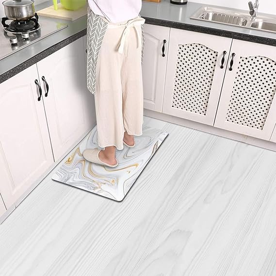 Covoras bucatarie, Sunmostar, model marmura alba, piele PVC - eMAG.ro