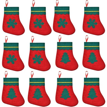 Set 12 sosete cadouri, Sunmostar, Pentru Craciun, Rosu/Verde - eMAG.ro