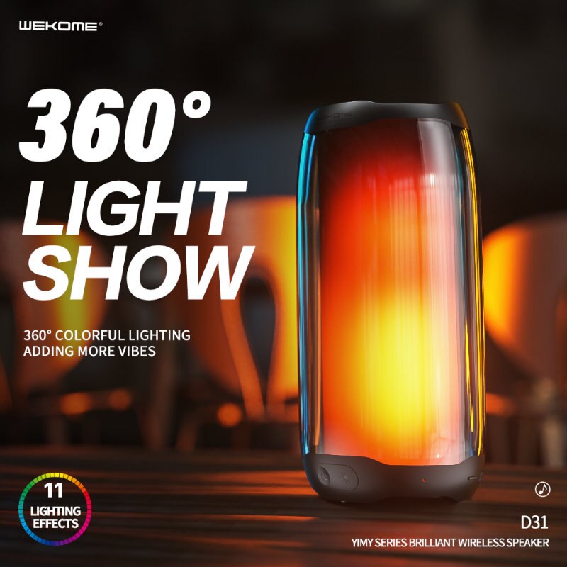 Boxa portabila, Wekome, D31, Led, Bluetooth V5.0, Negru - eMAG.ro